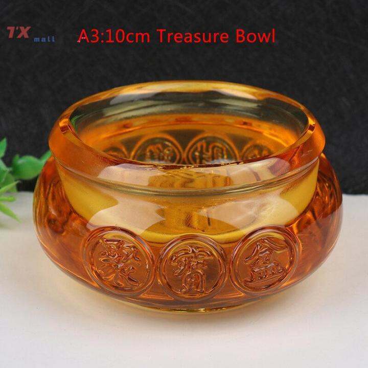 【TX】Feng Shui Chinese Crystal Ingots Wealth Treasure Bowl Statue Decoration | Lazada PH