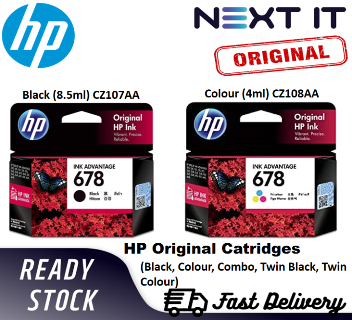 [Ready Stock] HP 678 Black (CZ107AA) / Tri-Color (CZ108AA) Original Ink ...