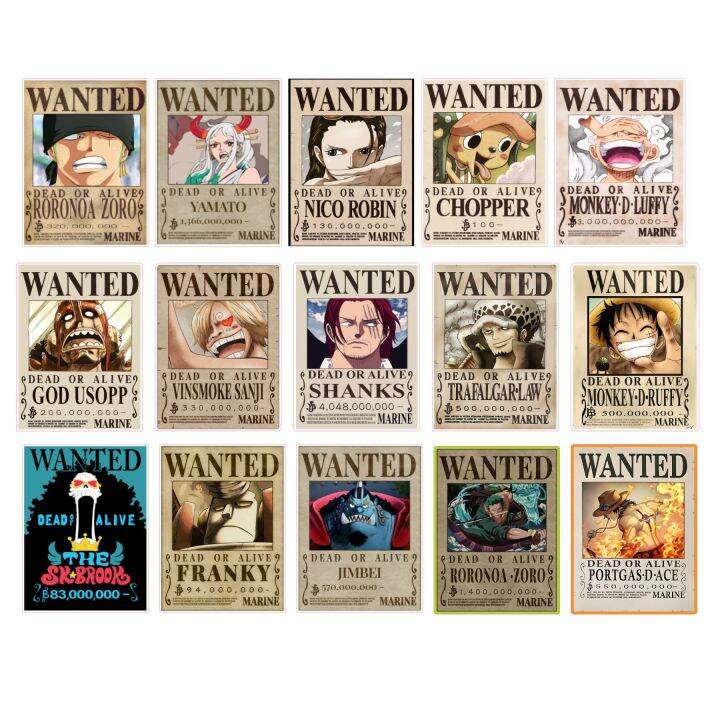 One Piece | Wanted Poster One Piece | Anime Stickers | Waterproof ...