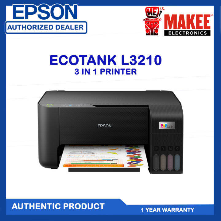 Epson L3210 3-in-1 Multifunctional EcoTank Printer with Epson Heat-Free Technology for Printing ...