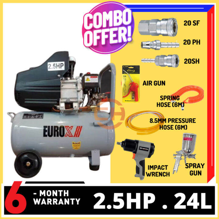 EUROPOWER EUROX EAX/EAW2524 AIR COMPRESSOR 2.5HP 24Litre 24l COMBO SET | Lazada