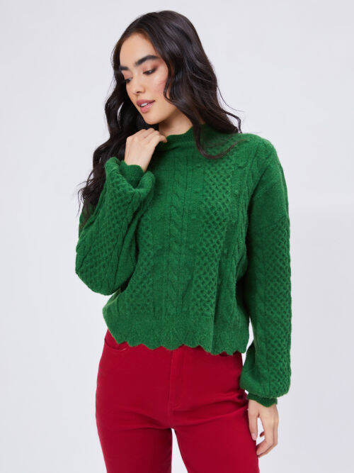 Cider Solid Cable Knit Sweater เสื้อแขนยาวผู้หญิง เสื้อไหมพรมแฟชั่นผญ สไตล์เกาหลี | Lazada.co.th