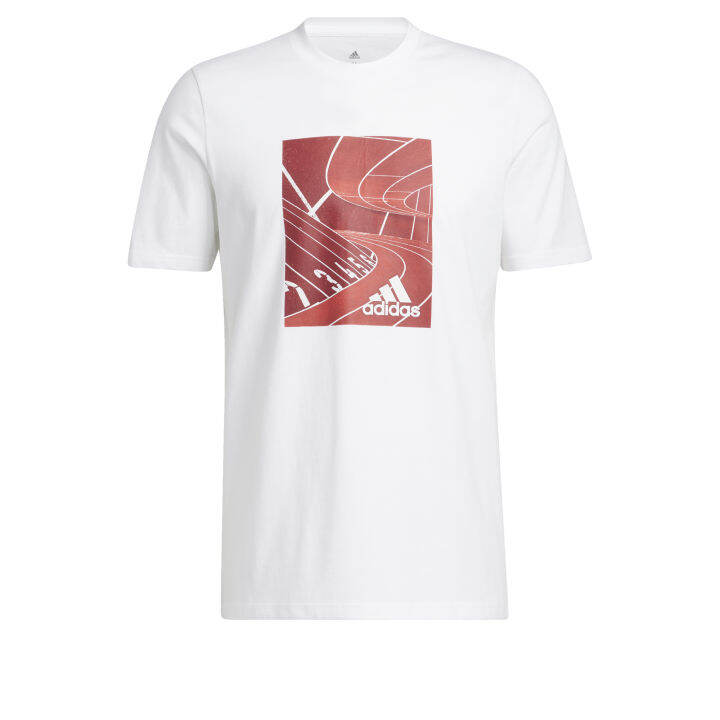 adidas ไลฟ์สไตล์ เสื้อยืดพิมพ์ลาย Basics Photo Real ผู้ชาย สีขาว HK6767 ...