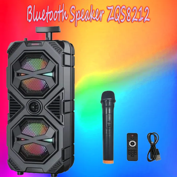 ZQS-8212 20Wx2 Portable Wireless Karaoke Bluetooth Speaker 8.5X2 inches with FREE MIC | Lazada PH