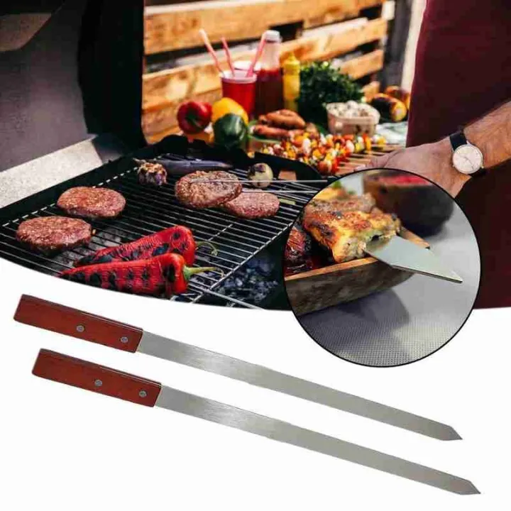 Large Barbecue Skewers Flat Extra Wide Kebab Shish Bbq Heavy Duty ...