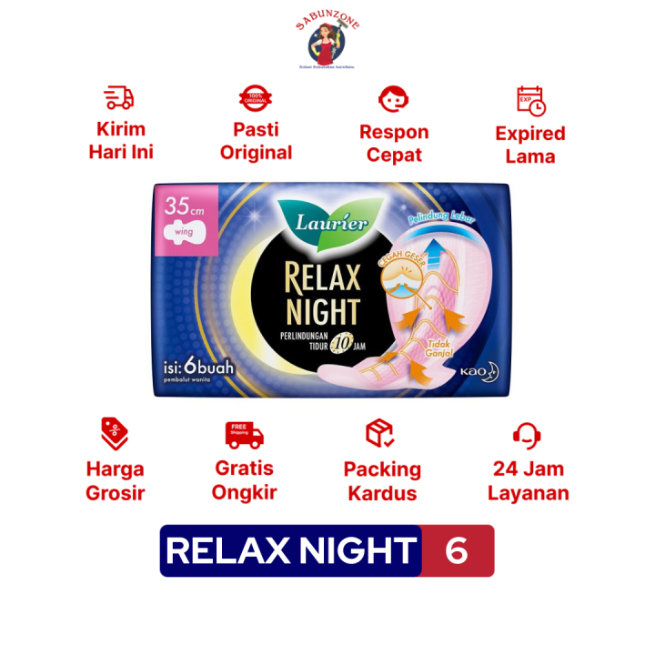 Pembalut Laurier Relax Night Wing 35 cm 6 Pcs | Lazada Indonesia