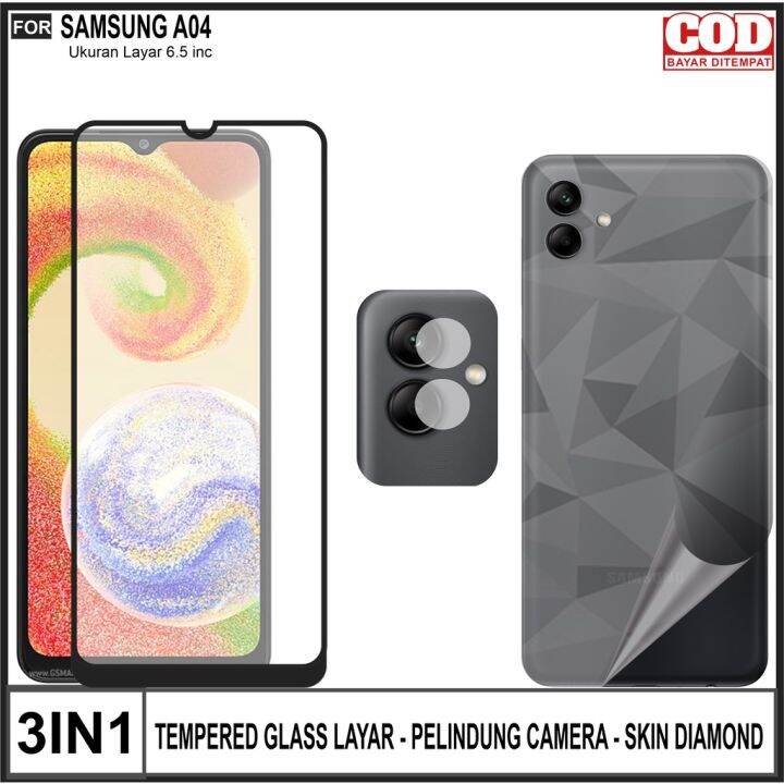 Tempered Glass Layar Samsung A04 (2022) 3in1 Free Tempered Glass Camera Dan Skin Diamond ...