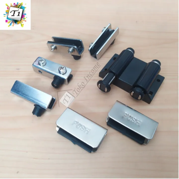 Engsel Pivot Kaca Jepit PLUS Magnet Push Tip On Kabinet Lemari TV ...