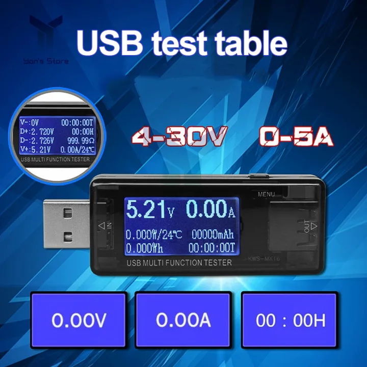 USB Tester DC Voltage Meter 4V 30V 5A Digital Voltmeter Ammeter Power ...