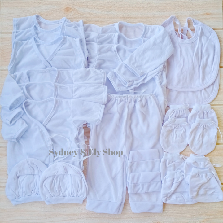 24 PCS ORDINARY PLAIN WHITE Baby Newborn Set Starter Pack Infants Wear ...