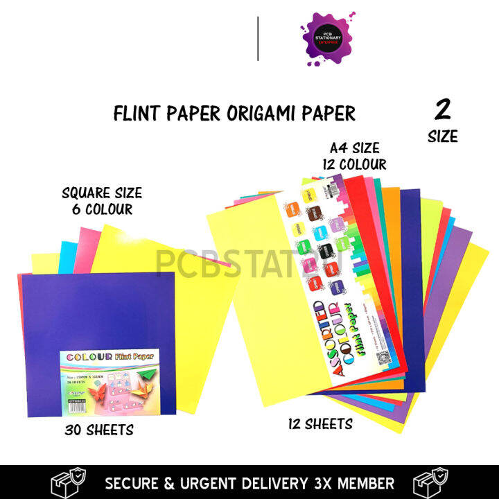 Flint Paper Origami Paper A4/Square 12'C / 6'C - (1'Pack) Kertas Warna ...