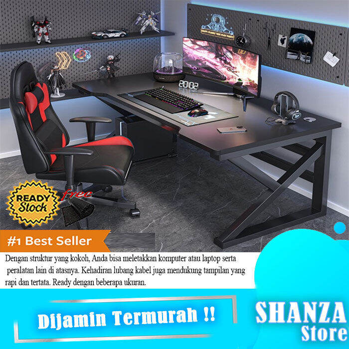 Meja Komputer Laptop PC Desk Stable Frame dengan Lubang Kabel - Meja ...