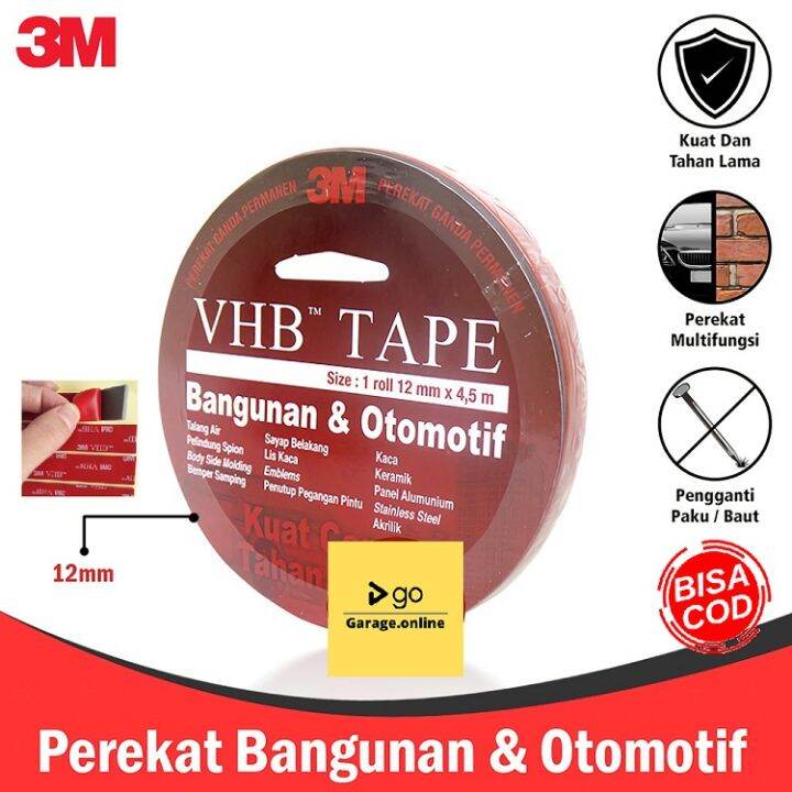 Double Tape Isolasi Bolak Balik Foam 3M VHB Merah 0.5 Inch 24mm x 4.5M ...