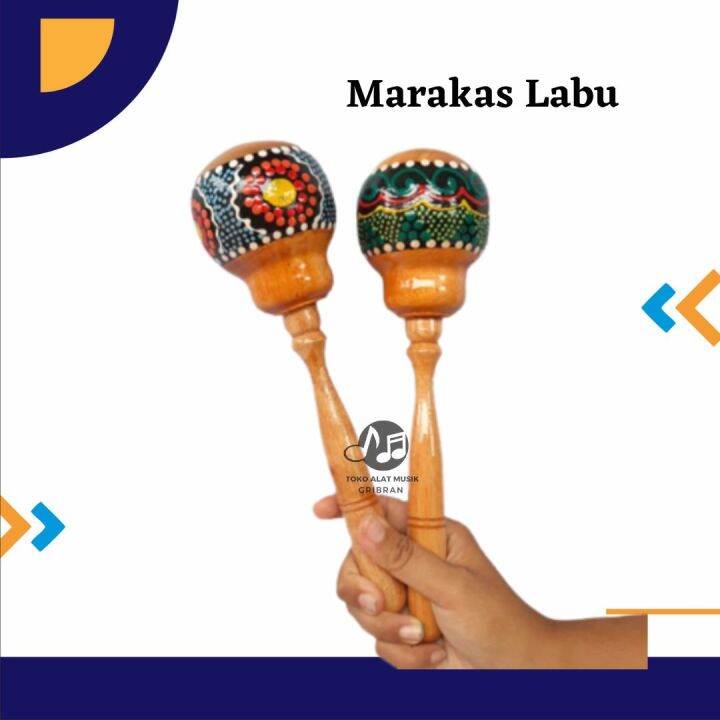 Marakas Kayu Labu Shaker Maracas Perkusi Kecrekan Panjang Alat Musik ...