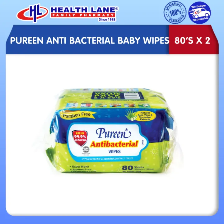 PUREEN ANTI BACTERIAL BABY WIPES 80'S X 2 | Lazada