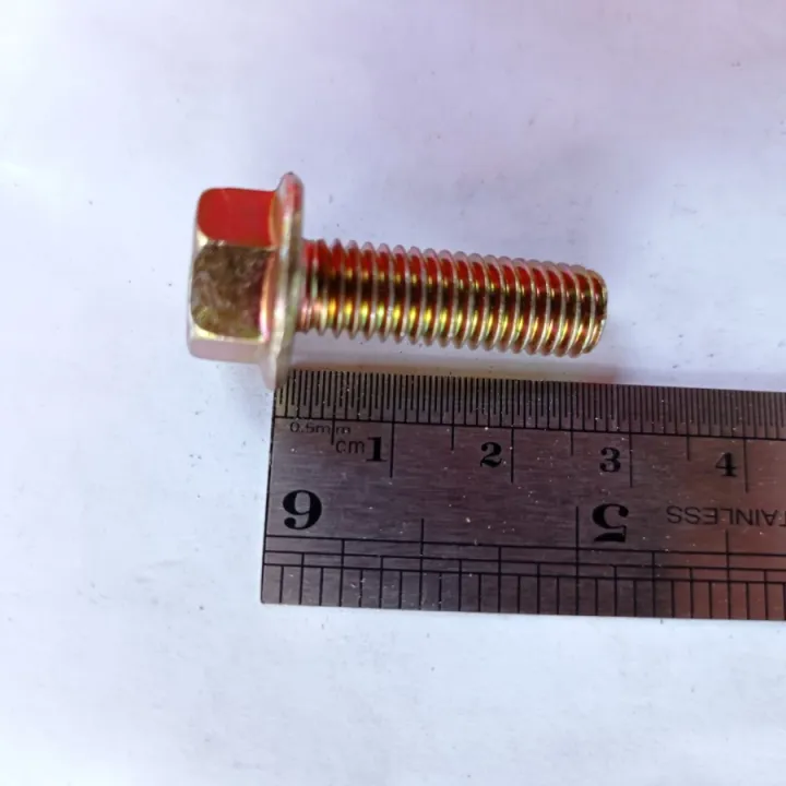 FLANGE BOLT M8X25 PANJANG 2,5CM / MOON LION 7T / BAUT TOPI M8 X 25 KUNING KUNCI 12 | Lazada ...