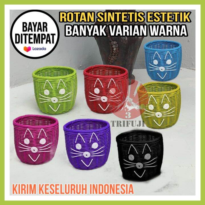 koleksi rotan sintetis seni anyaman modern wadah sendok dan alat dapur ...