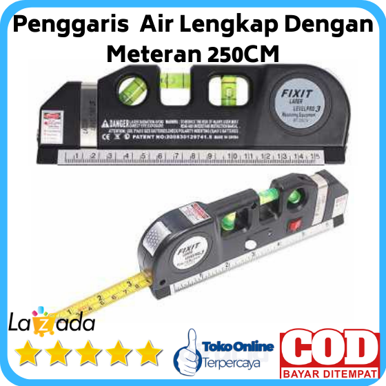 PENGGARIS LASER HZONTAL 250CM + WATERPASS / WATERPAS PENGGARIS LASER ...