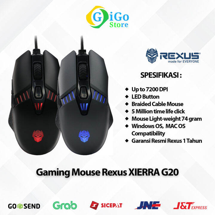 Gaming Mouse Rexus Xierra G20 Wired RGB 7200 DPI Laptop PC Komputer ...