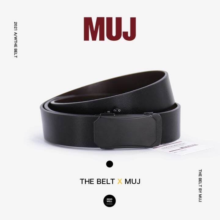 Muji MUJ เข็มขัดผู้ชายธุรกิจอัตโนมัติ Agio ชั้นเข็มขัดหนังหนังโจ๊กหนุ่ม ...