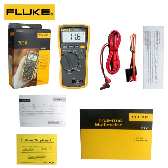 Fluke 115 True RMS Digital Multimeter 116 HVAC Display 117 Tester ...