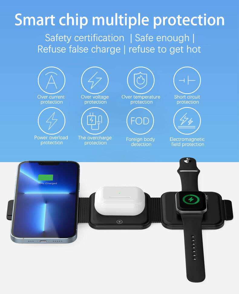 Baseus เครื่องชาร์จแบตเตอรี่ไร้สายแม่เหล็กพับได้ Z12 3-In-1แผ่นชาร์จสำหรับ iPhone 14 / Apple ...