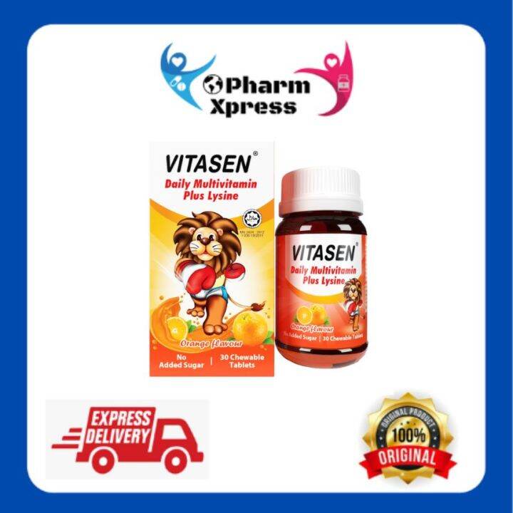 VITASEN Daily Multivitamin Plus Lysine (Orange)(30 chewable tablets ...
