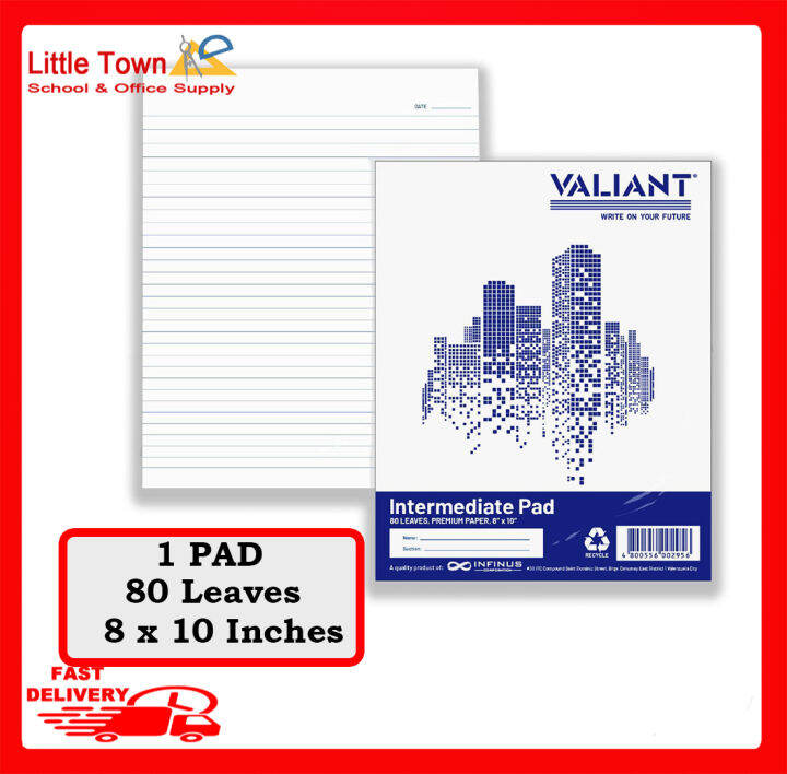 Smooth Writing Pad Valiant Intermediate Pad 80 Leaves size 8x10inches ...