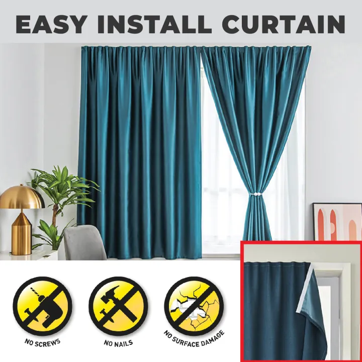 Smart Curtain Self Adhesive Light Block Curtain Bedroom Livingroom ...