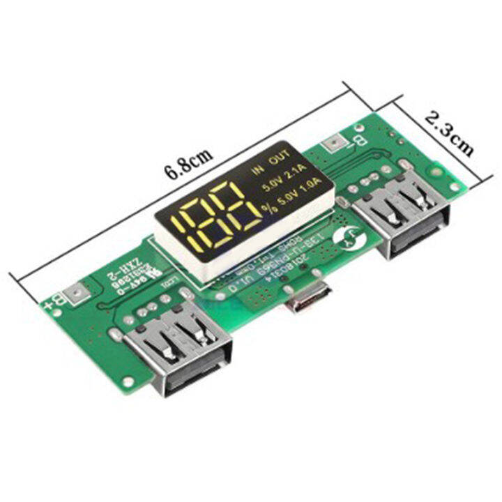 CHENGZI LED Dual USB 5V 2.1A Micro USB Input Power Bank 18650 Battery ...