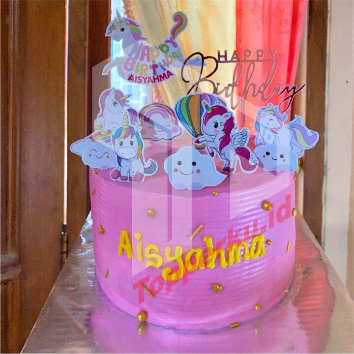 Topper Kue Ulang Tahun Karacter Unicorn/Hiasan Kue Ulang Tahun Murah ...