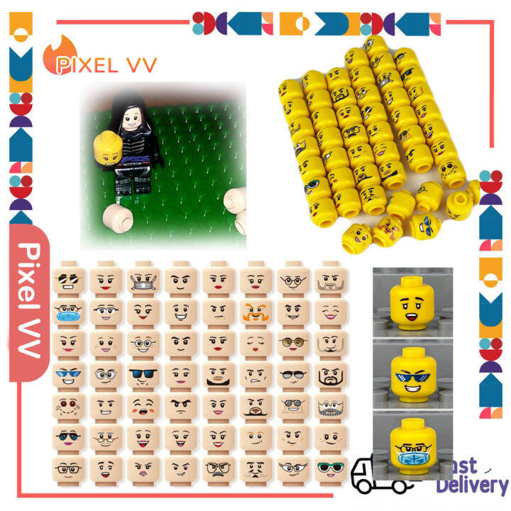 56pcs Head Only Minifigures Set Face Head Emoji Set MOC Figures ...