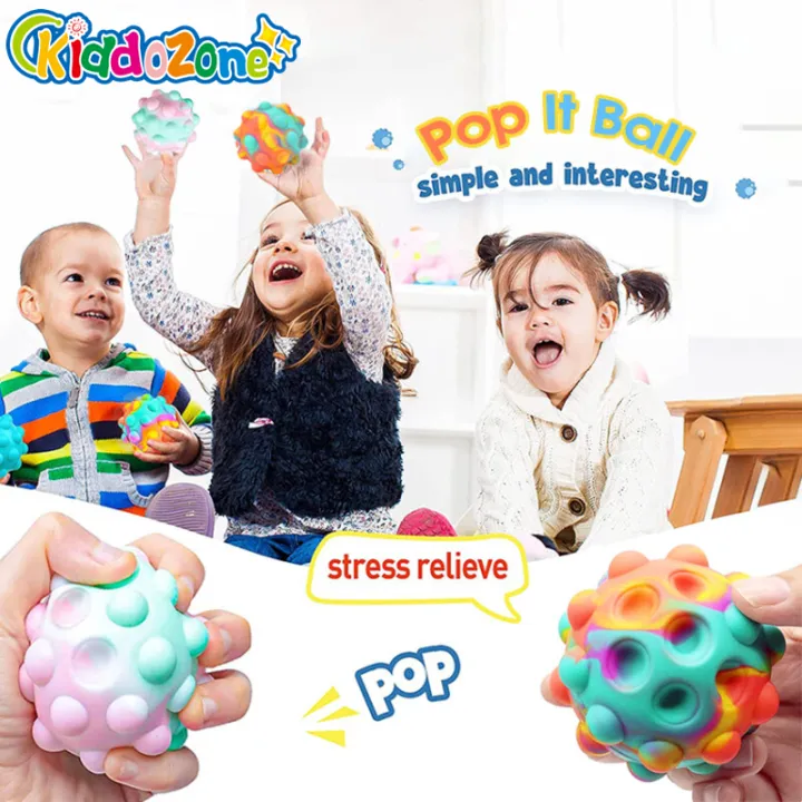 KiddoZone Pop It Fidget Toy 3D Fidget Pop It Ball Pop Stress Sensory ...