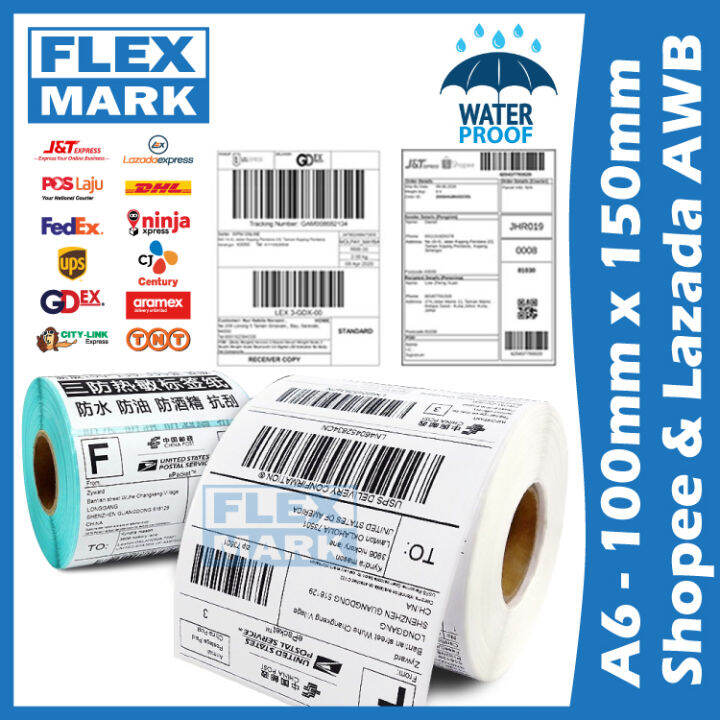 FLEXMARK Thermal Sticker AWB Air Way Bill Shipping Label Barcode Paper ...