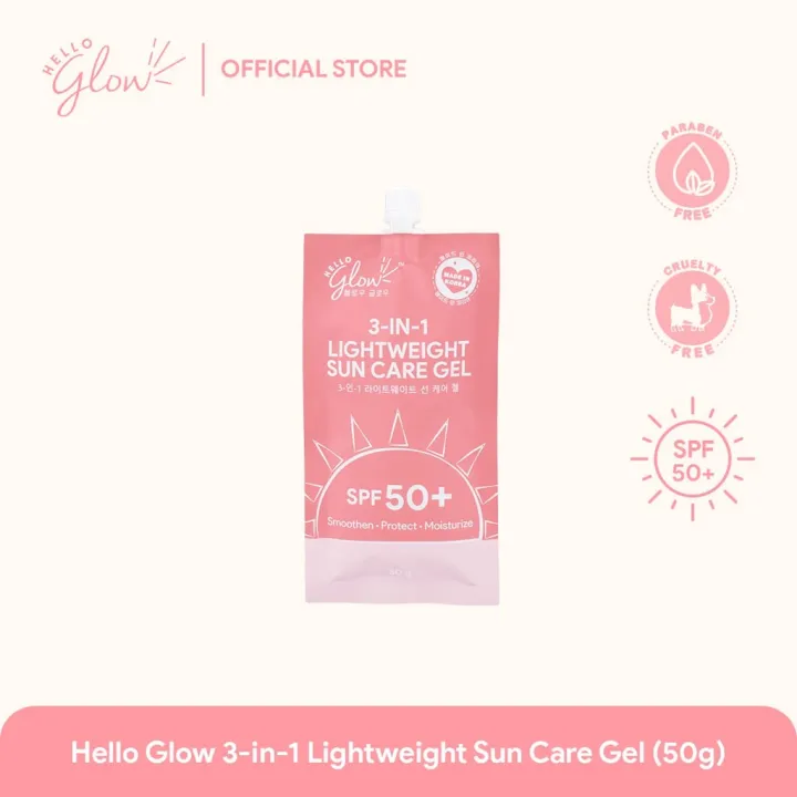 Hello Glow 3-in-1 Lightweight Sun Care Gel SPF 50 | Lazada PH