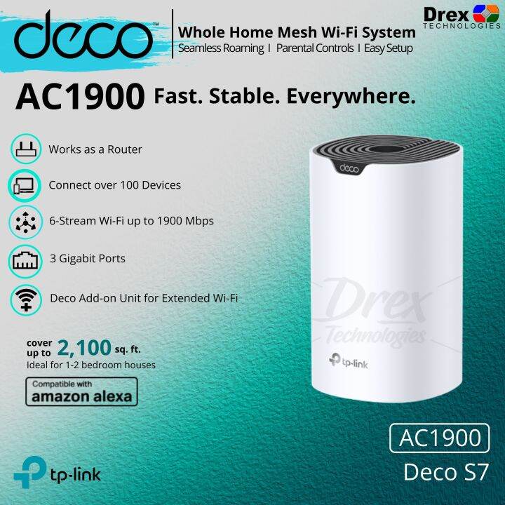 TP-LINK DECO S7 1-Pack AC1900 Deco Whole Home Mesh Wifi Up to 2,100 Sq ...