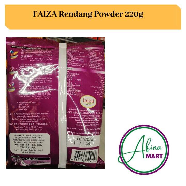 FAIZA Rendang Powder 220g | Lazada
