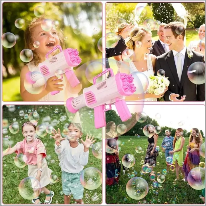 Children's Automatic Bazooka Bubble gunsToy 32 Holes Electric Bubble ...