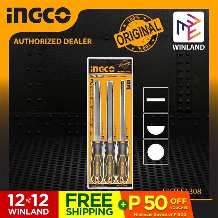 INGCO Original Steel File SET Hand Tool 200mm HKTFS1308 WINLAND | Lazada PH