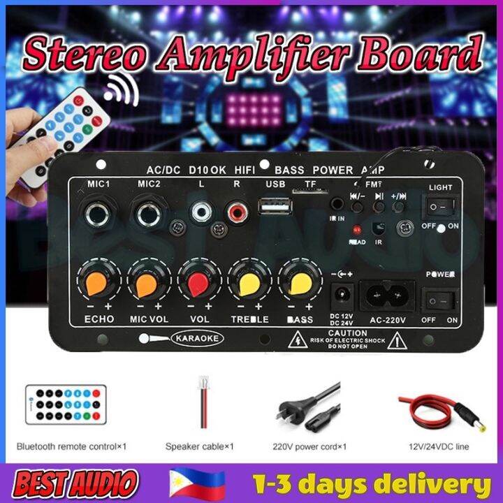 AC 220V 12V 24V Digital Bluetooth Stereo Amplifier Board Subwoofer Amplifiers For 8-12 Inch ...