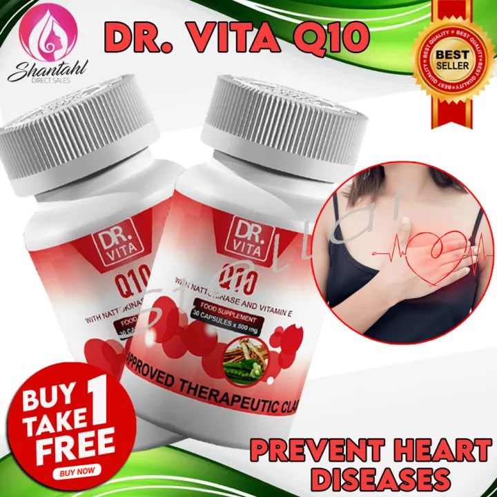 BUY 1 TAKE 1! Authentic Dr. Vita Q10 with Nattokinase and Vitamin E for Healthy heart 500mg 30 ...