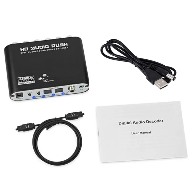 VAORLO Digital 5.1 Audio Decoder Dolby Dts/Ac-3 Optical To 5.1-Channel ...