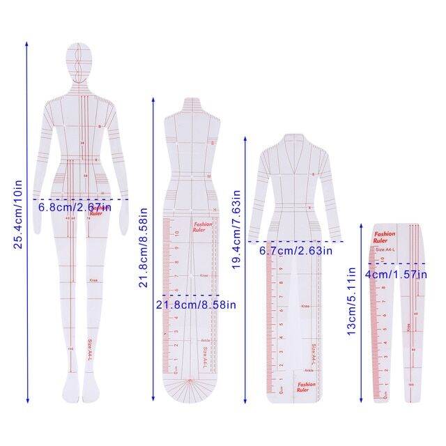 Fashion Drawing Template Ruler Set Women Sewing Humanoid Pattern Design ...