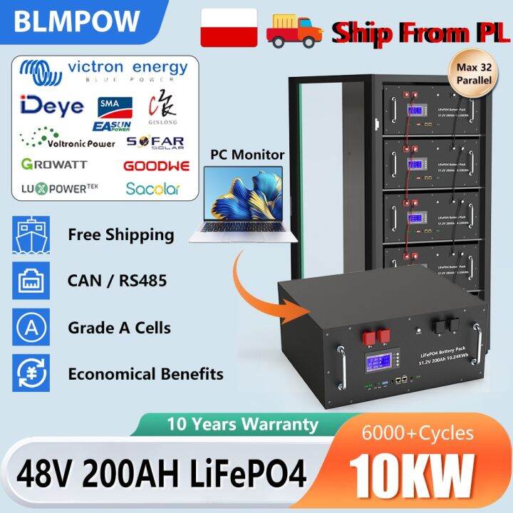 48V 200AH 100AH Lifepo4 Battery Pack 51.2V 5KWH 10KWH Lithium Solar ...