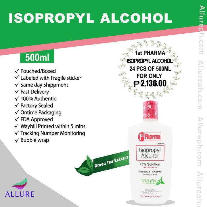 1st Pharma Isopropyl Alcohol 500ml Green Tea Extract 24 Bottles | Lazada PH
