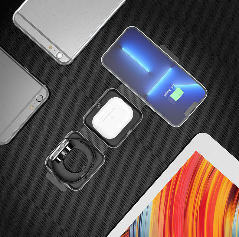 Baseus เครื่องชาร์จแบตเตอรี่ไร้สายแม่เหล็กพับได้ Z12 3-In-1แผ่นชาร์จสำหรับ iPhone 14 / Apple ...
