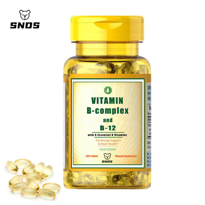 SNDS 200 Tablets Vitamin B-Complex Capsules (B1, B2, B3, B5, B6, B7, B9 ...