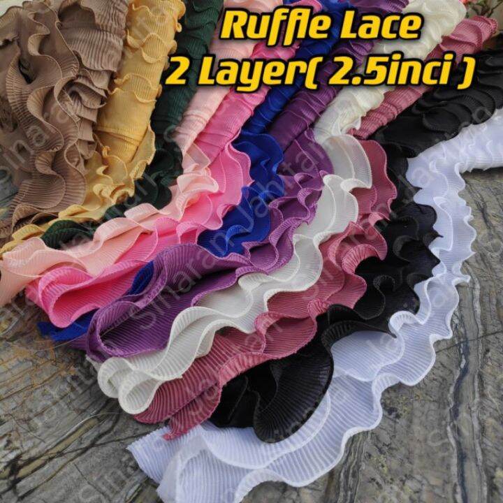 2 Layer Ruffle Lace (2.5inci) | Lazada