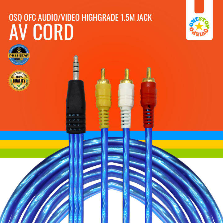 OSQ OFC Jack Plug To 3 RCA Male Cable AV Stereo Audio Video Adapter ...