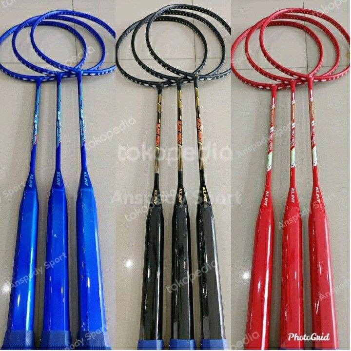 Raket Badminton KLINT BLACK RED BLUE Full Carbon Original Bonus Senar ...